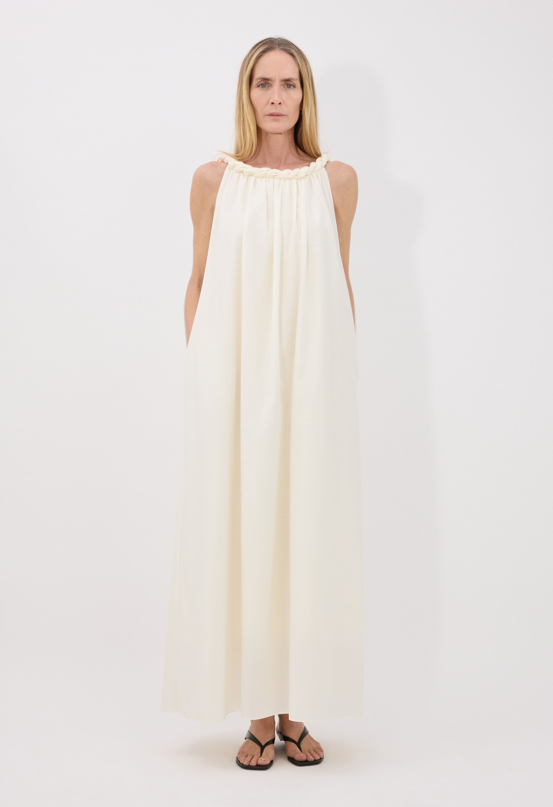 KIKA Cotton silk voile gathered dress
