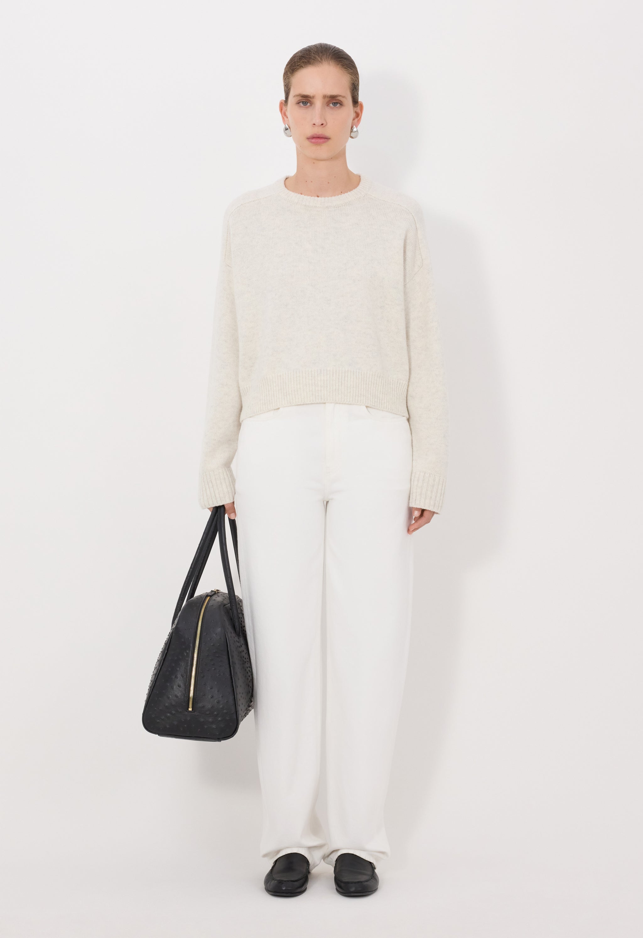 BRUZZI LDS Cropped wool cashmere sweater